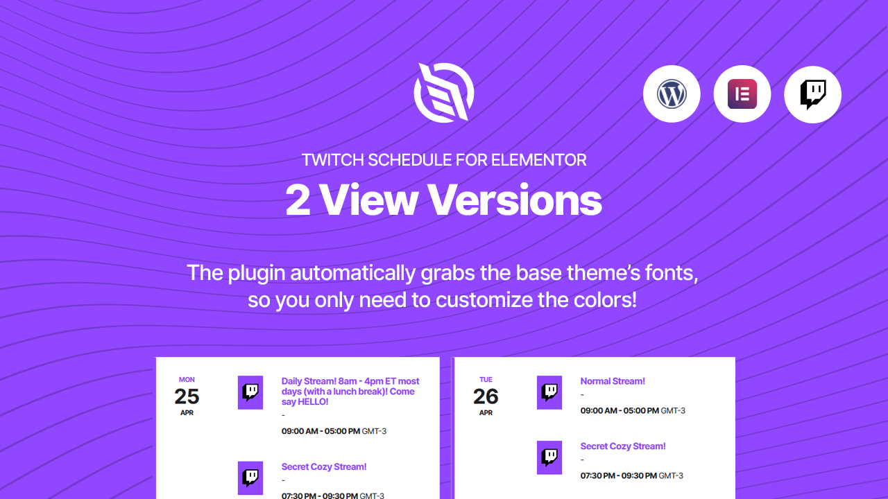Struninn - Twitch Schedule Elementor Widget by Odin_Design | CodeCanyon